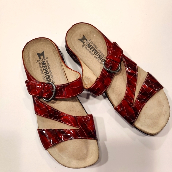 Mephisto | Shoes | Mephisto Leather Red Slipon Sandals | Poshmark